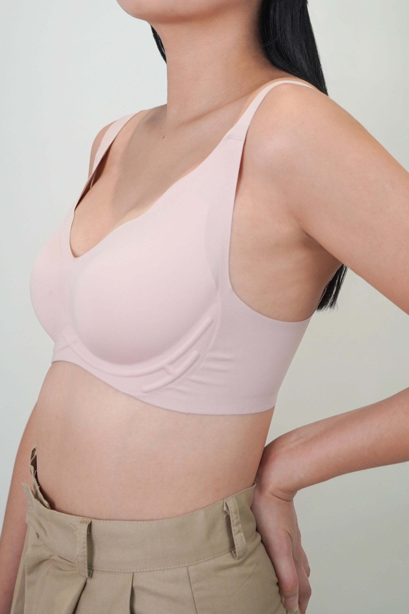 [star Product] Wavy Support Antigravity Seamless Bra In Chalk Pink